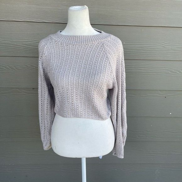 Zara | Sweaters | Zara Mauvecream Crop Sweater Top Med | Poshmark
